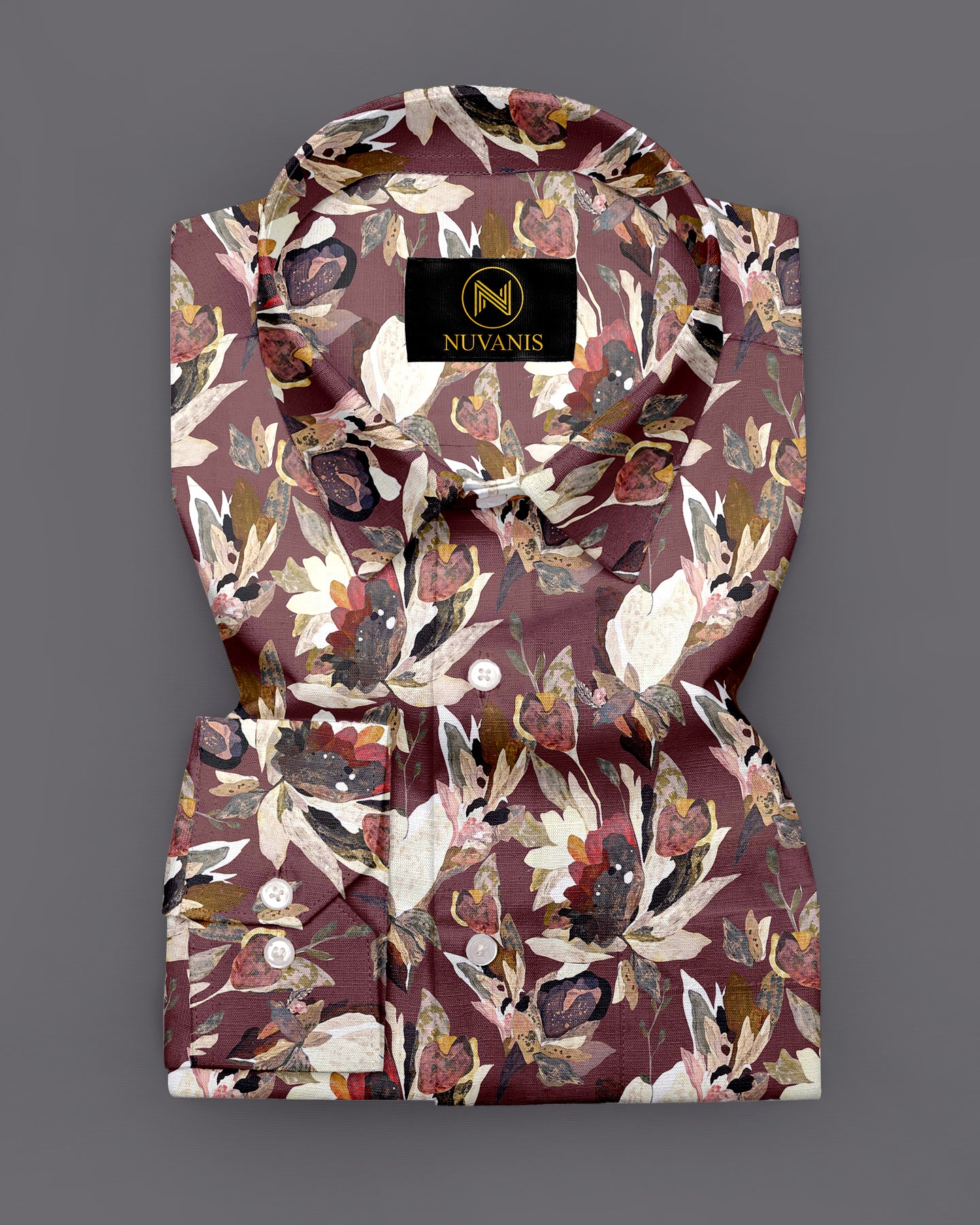 Brown Flower Printed Full Sleeve Shirt – nuvanis.in